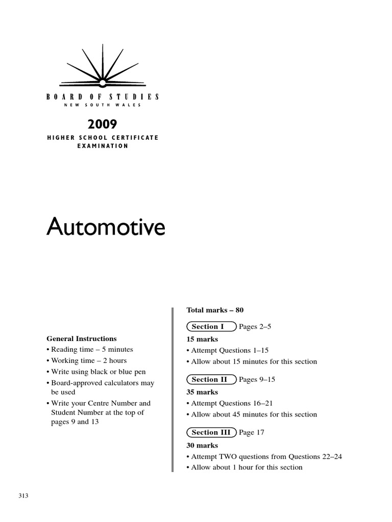 2009 HSC Exam Automotive | PDF | Dangerous Goods | Battery Charger
