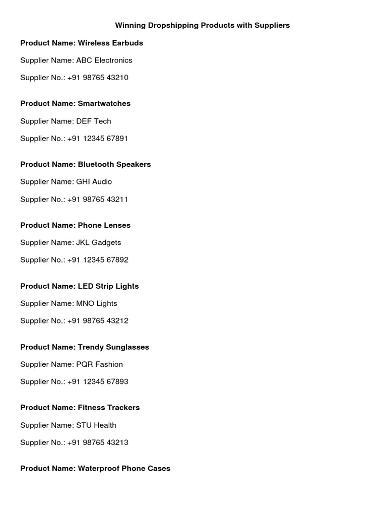 Top Dropshipping Products List | PDF | Cosmetics | Consumer Goods
