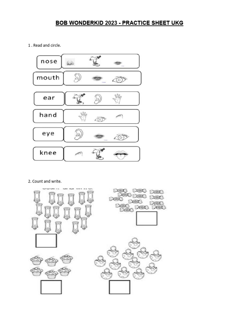 UKG - Practice Sheet | PDF | Teaching Methods & Materials | Home & Garden
