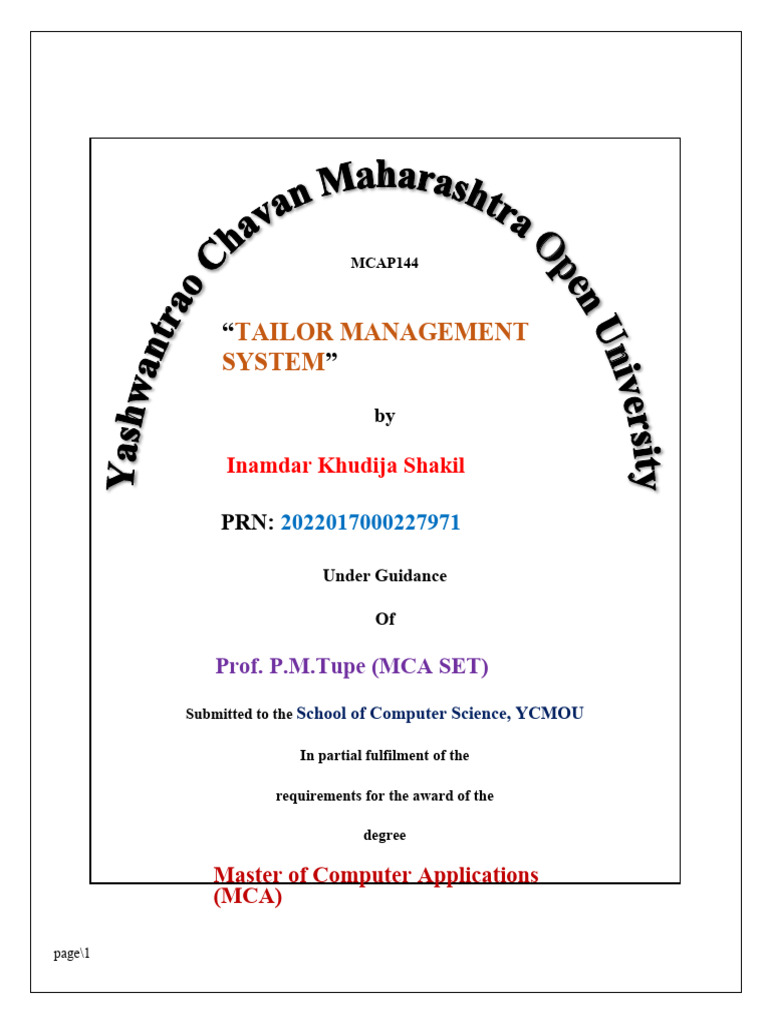 Tailor Management System Project | PDF | System | Specification ...