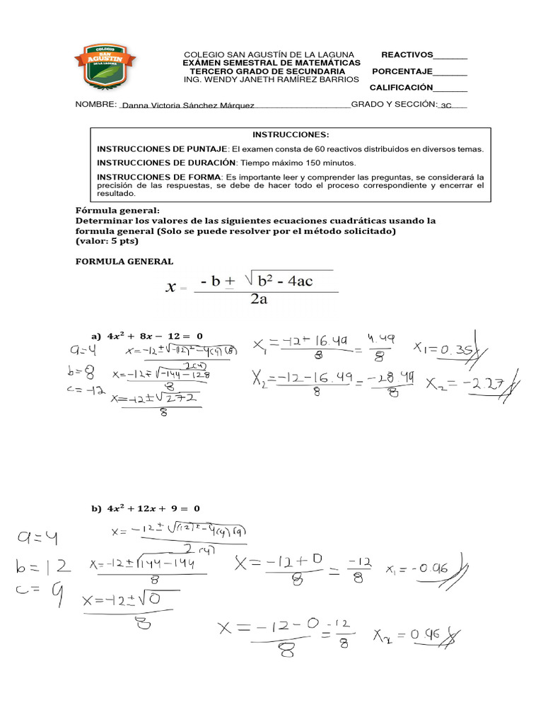 Semestral Mate 3 - Wendy Ramirez | PDF | Factorización | Matemáticas
