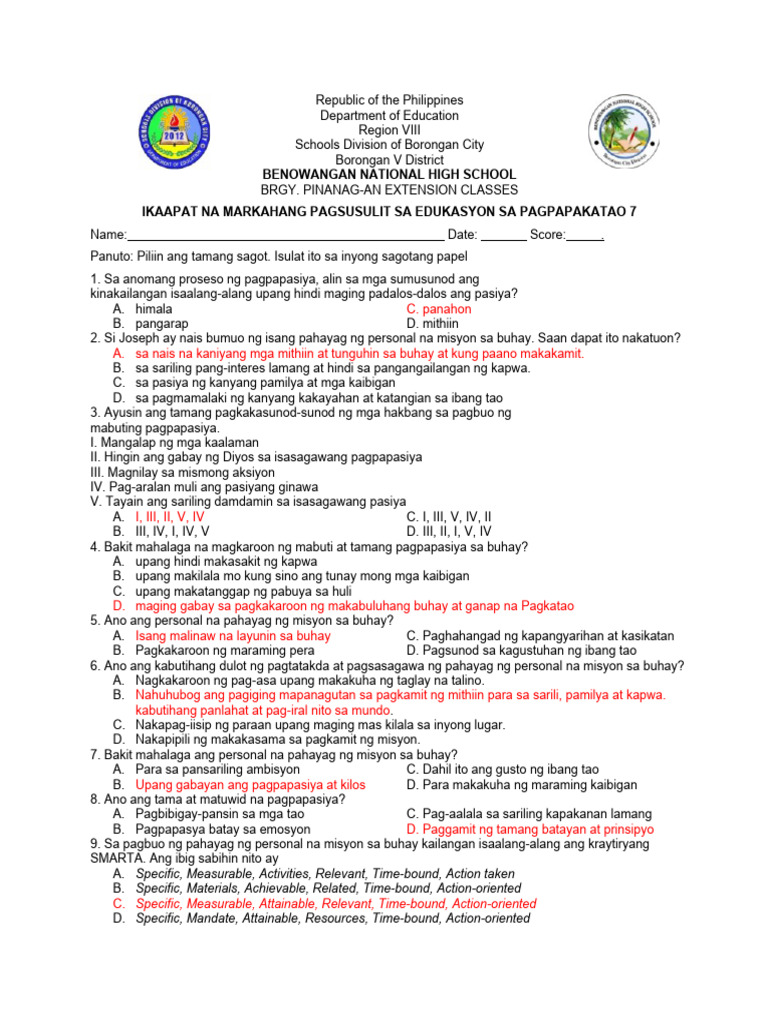 G7 - TQ-with-Answers Key | PDF