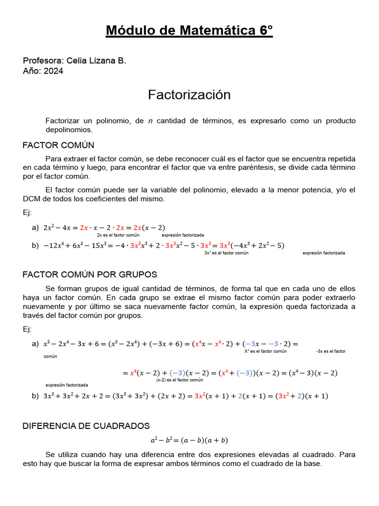 Factorización | PDF | Factorización | Álgebra abstracta