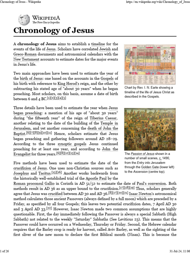 Chronology of Jesus - Wikipedia | PDF | Herod Antipas | Jesus