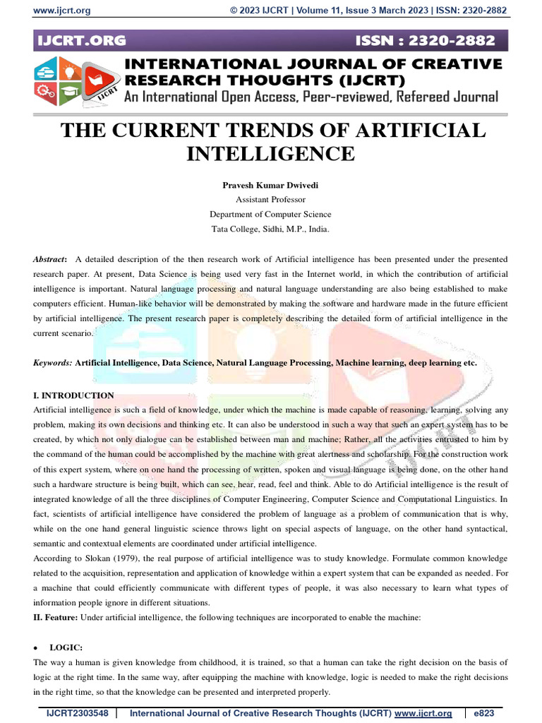 The Current Trends of Artificial Intelli | PDF | Artificial ...