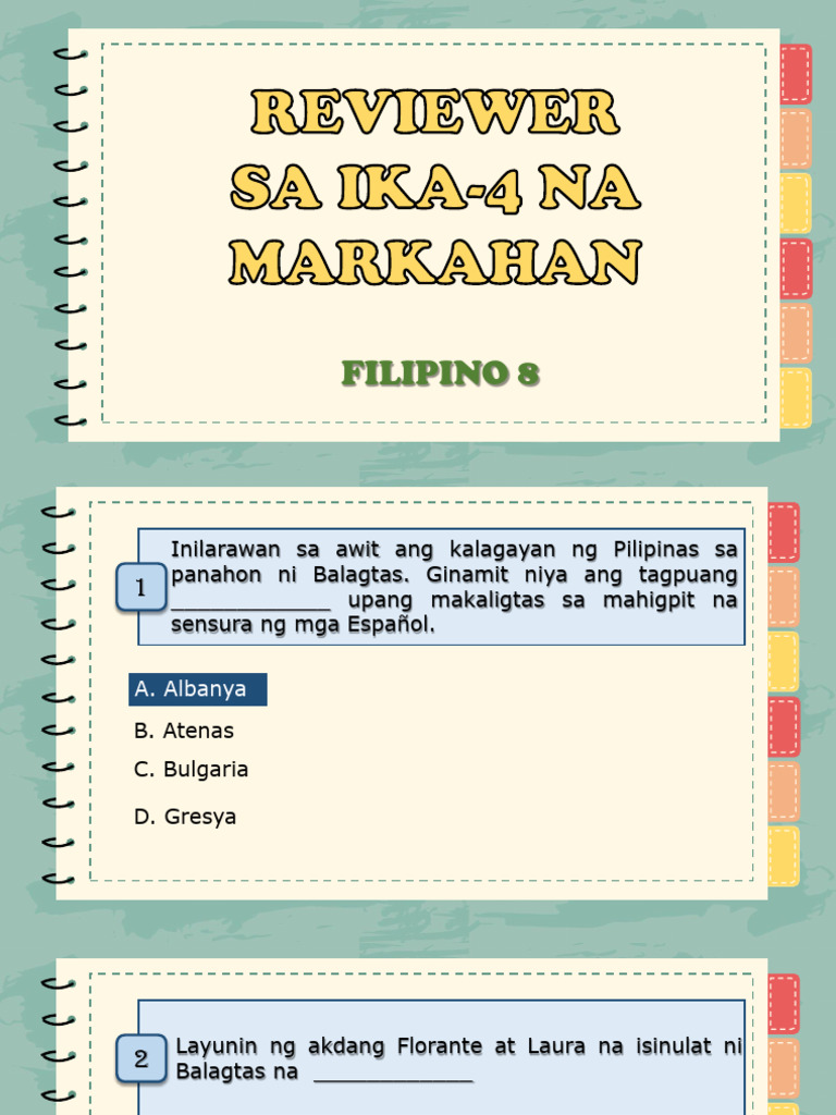 Reviewer Sa Fil 8 Ika 4 Na Markahan | PDF