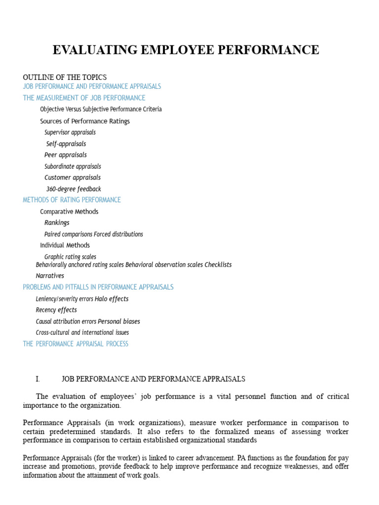 EVALUATING-EMPLOYEE-PERFORMANCE | PDF | Performance Appraisal | Organizational Behavior