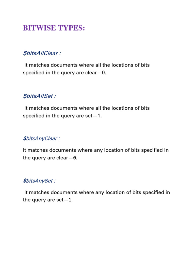 Bitwise Types and Data Types | PDF