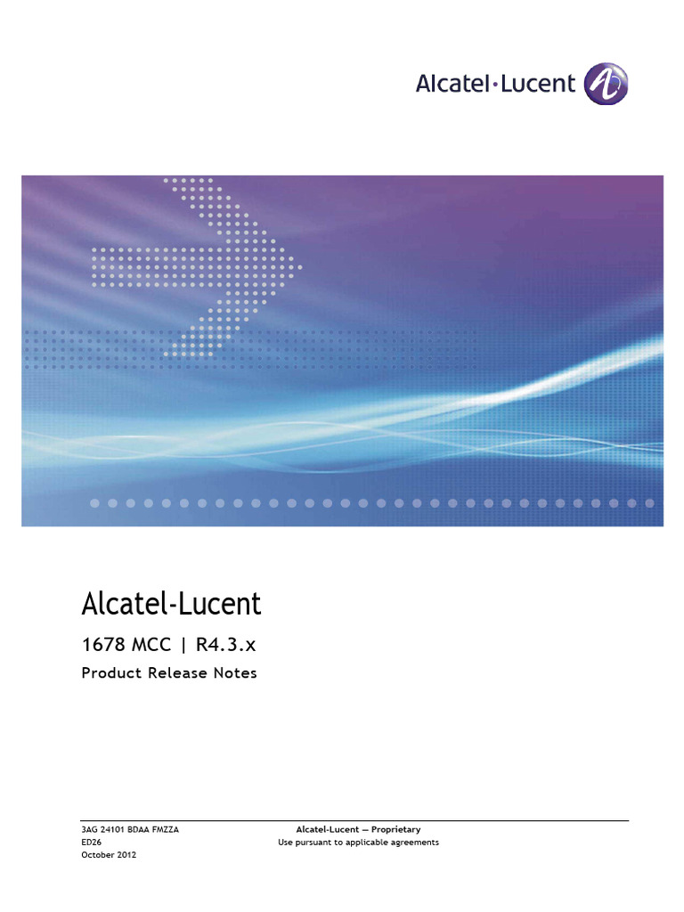 3AG24101BDAAFMZZA Vol1 1678 MCC Release 04.03.x Product Release Note ...