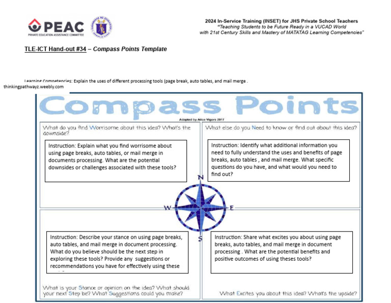 TLE-ICT - Compass Points Template | PDF