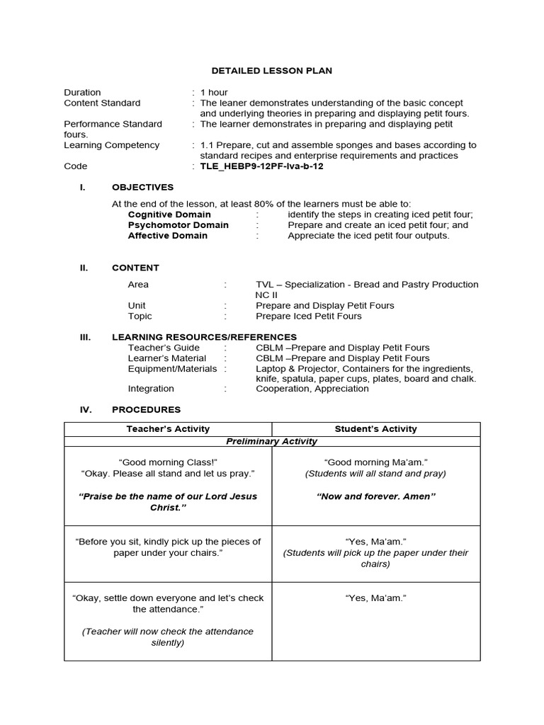DETAILED LESSON PLAN | PDF | Cakes | Learning