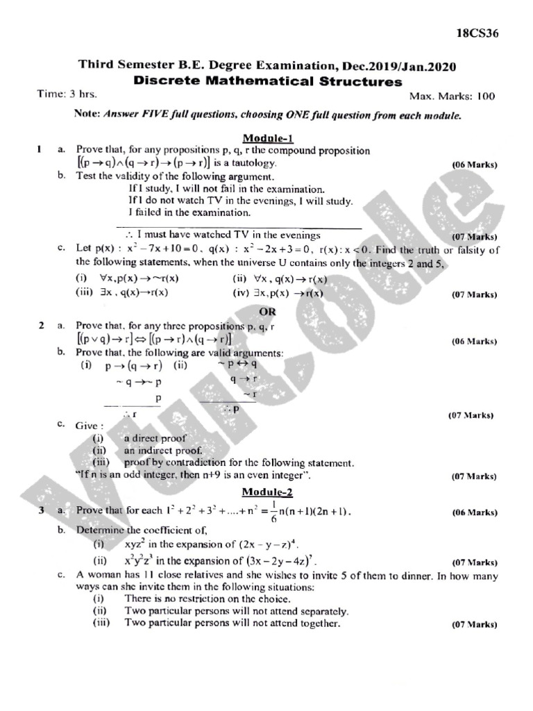 @vtucode - in 18CS36 Previous Year Paper 1 | PDF