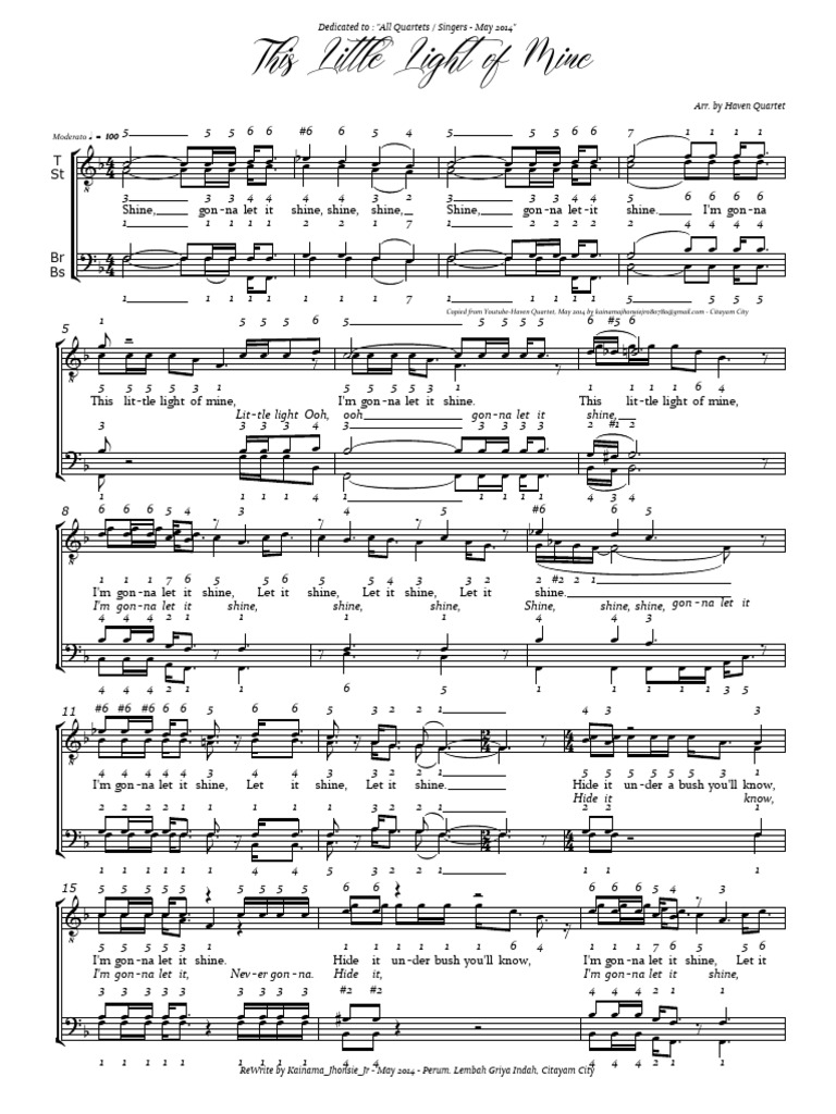 This Little Light of Mine-Haven Quartet-Partiture | PDF