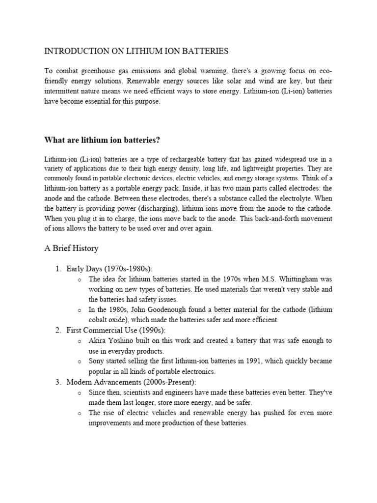 Introduction to Lithium-Ion Batteries | PDF | Lithium Ion Battery | Anode