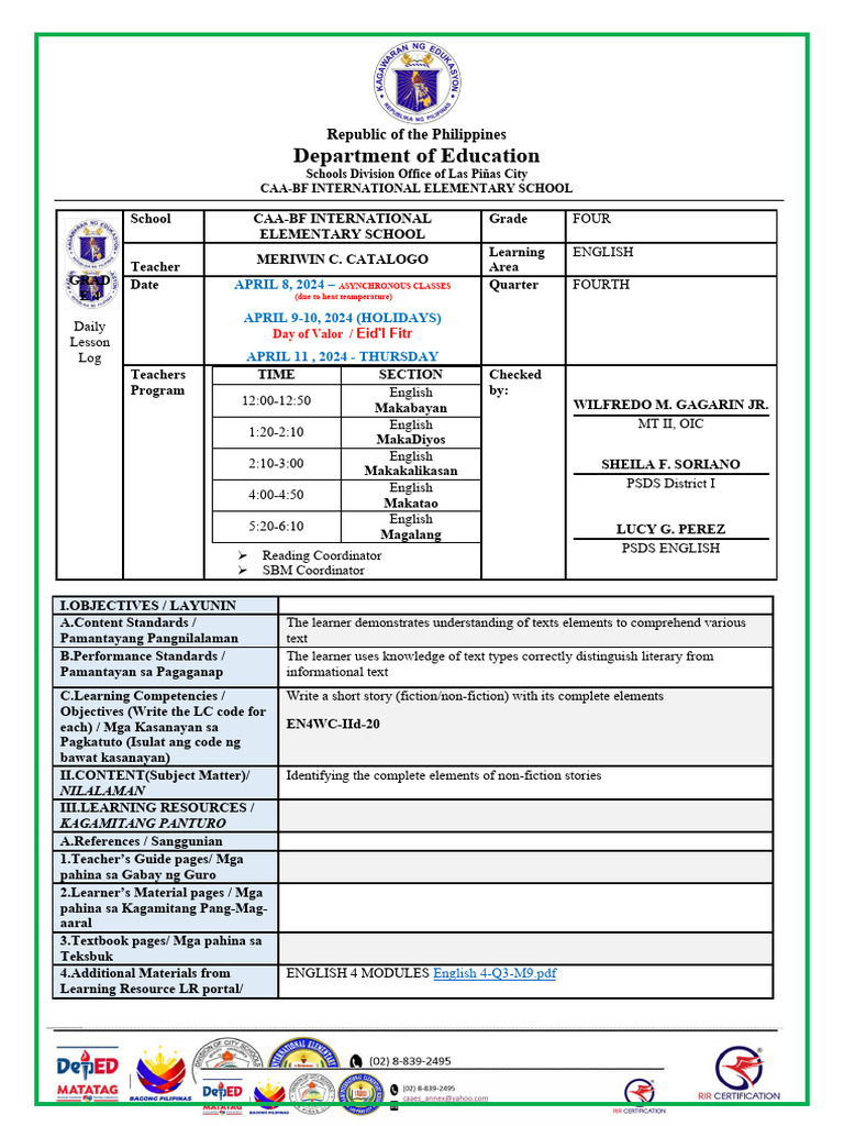 WEEK 1 DAY 2 Define What Fiction And Its Examples PDF Fairy Tales