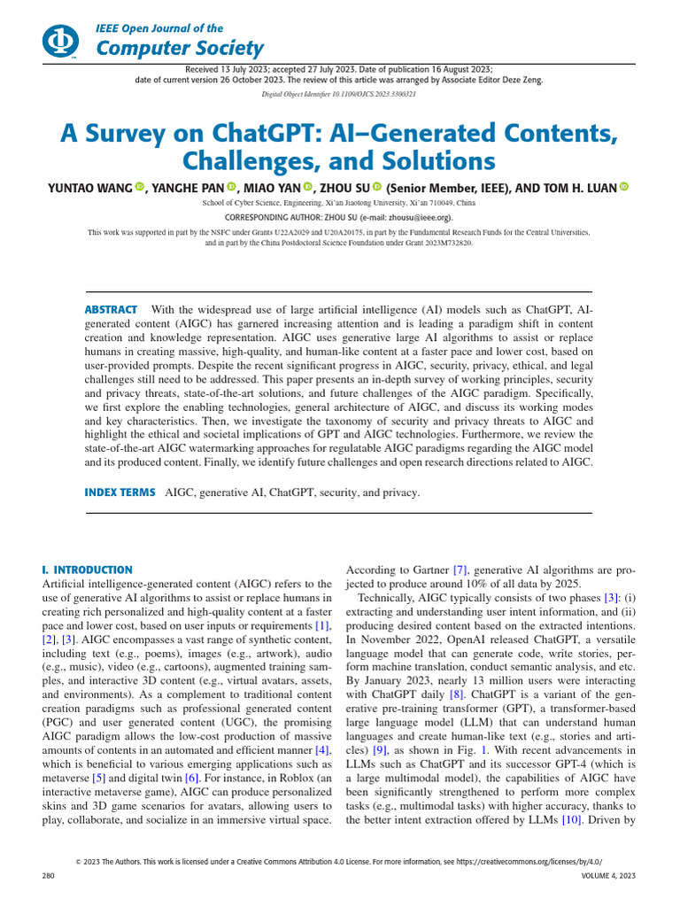 A Survey on ChatGPT AI–Generated Contents, Challenges, and Solutions. 2024.23s. | PDF ...