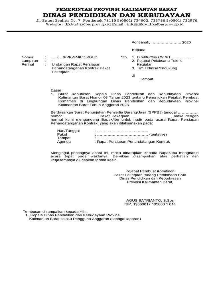 Undangan Rapat Pre Sign Meeting | PDF