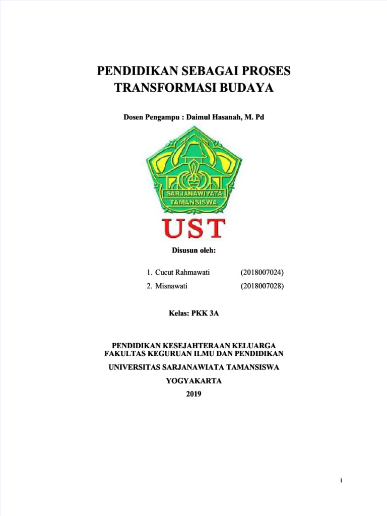 PDF Pendidikan Sebagai Proses Transformasi Budaya Dosen Pengampu Daimul ...