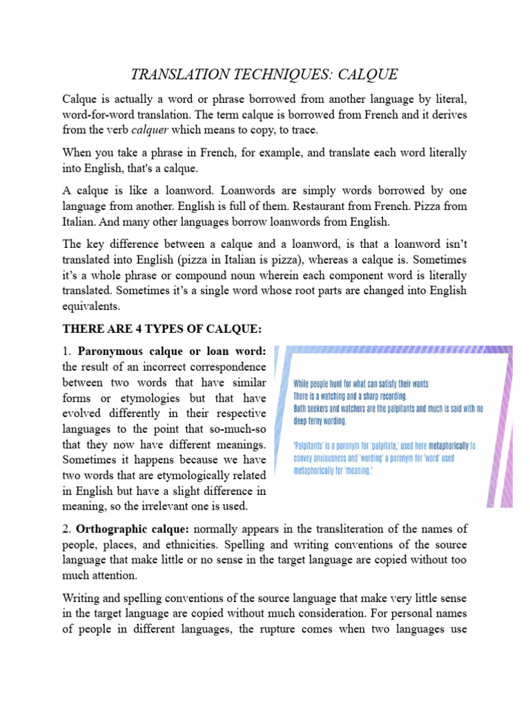 Translation Calque | PDF | Vocabulary | Human Communication
