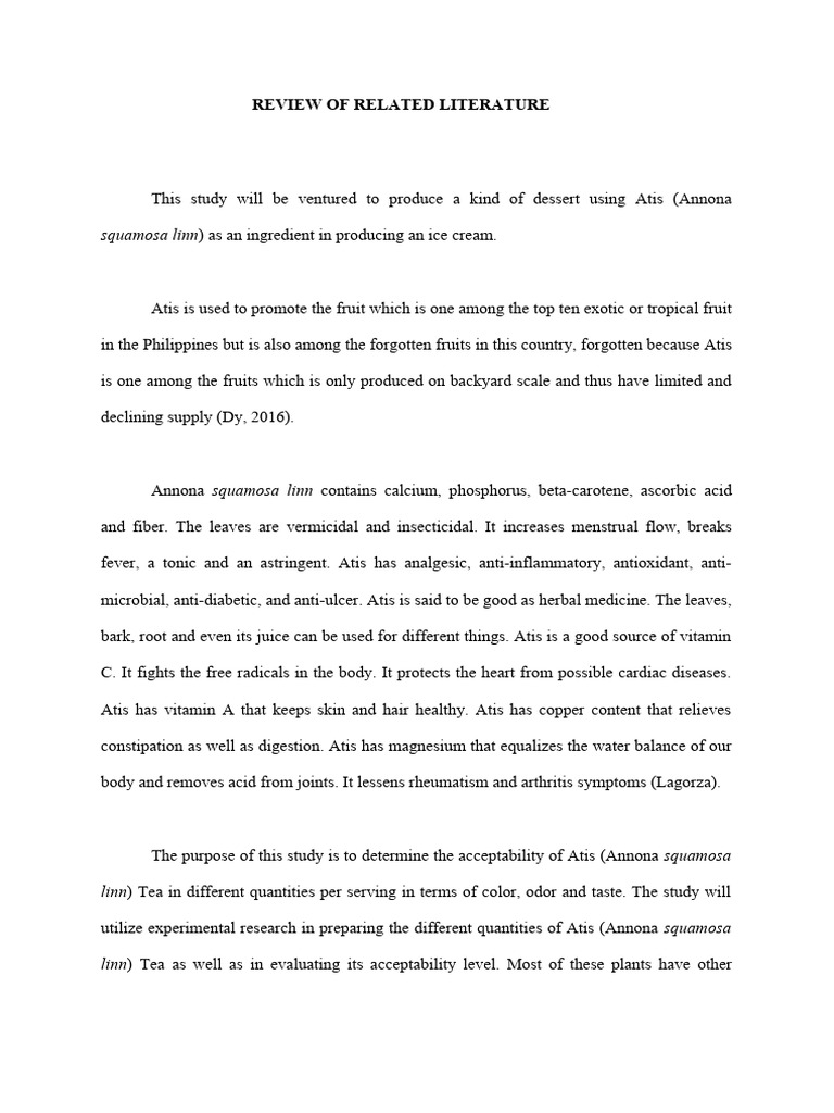 REVIEW OF RELATED LITERATURE - THE ACCEPTABILITY OF ATIS (Annona ...
