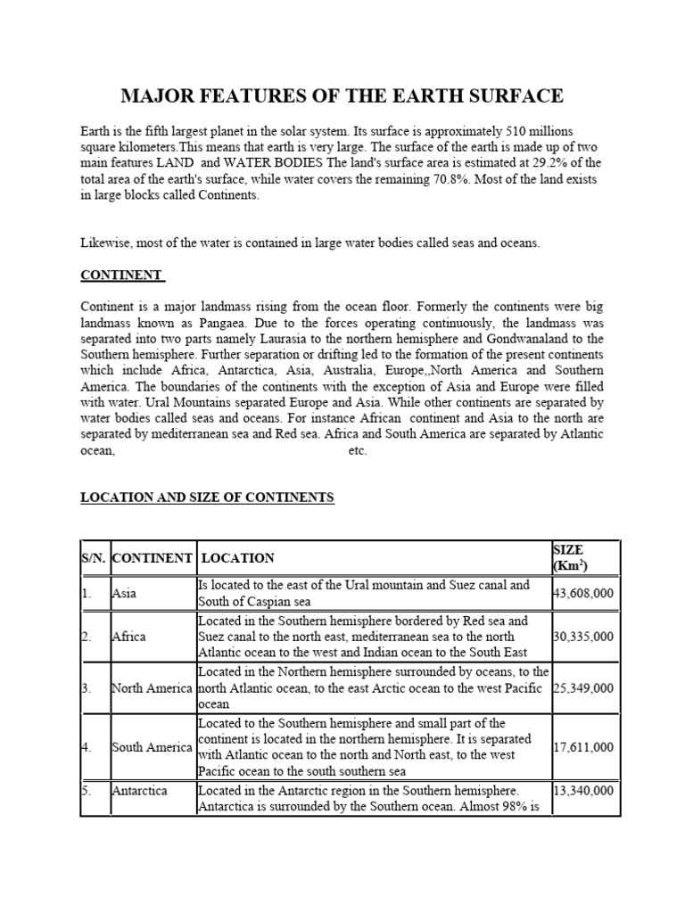 MAJOR FEATURES OF THE EARTHâ - 085419 | PDF | Oceans | Plateau
