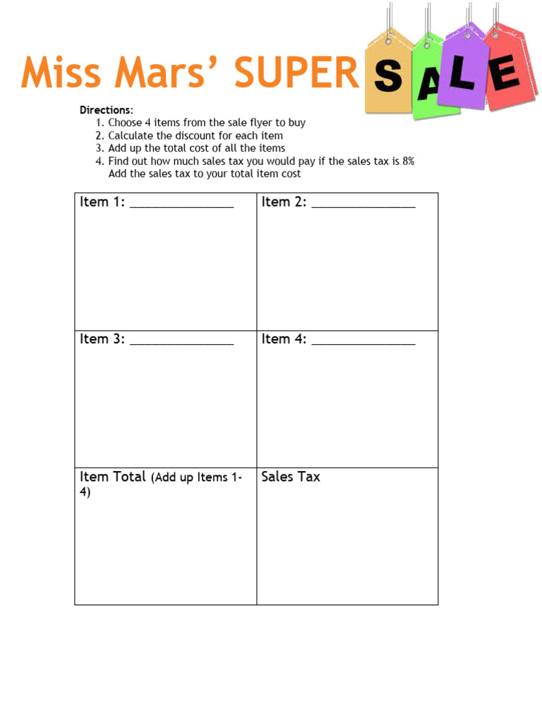 Calculate Discounts and Sales Tax | PDF