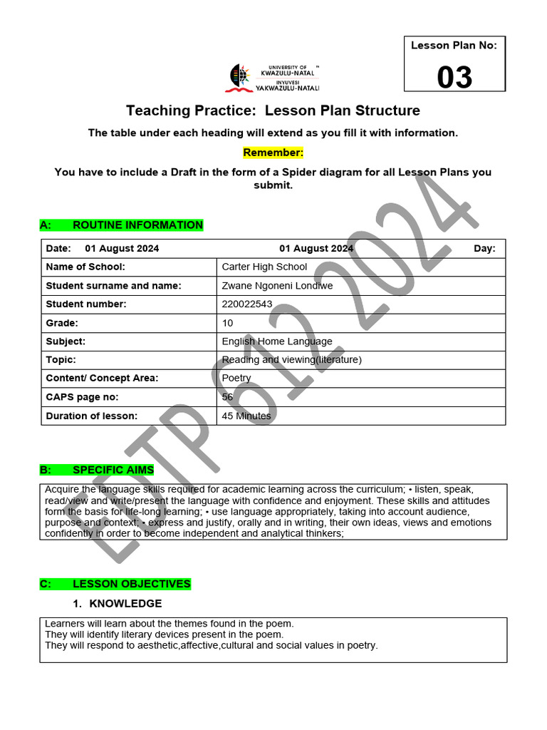 Lesson PLAN (CANDLE POEM) | PDF | Poetry | Lesson Plan