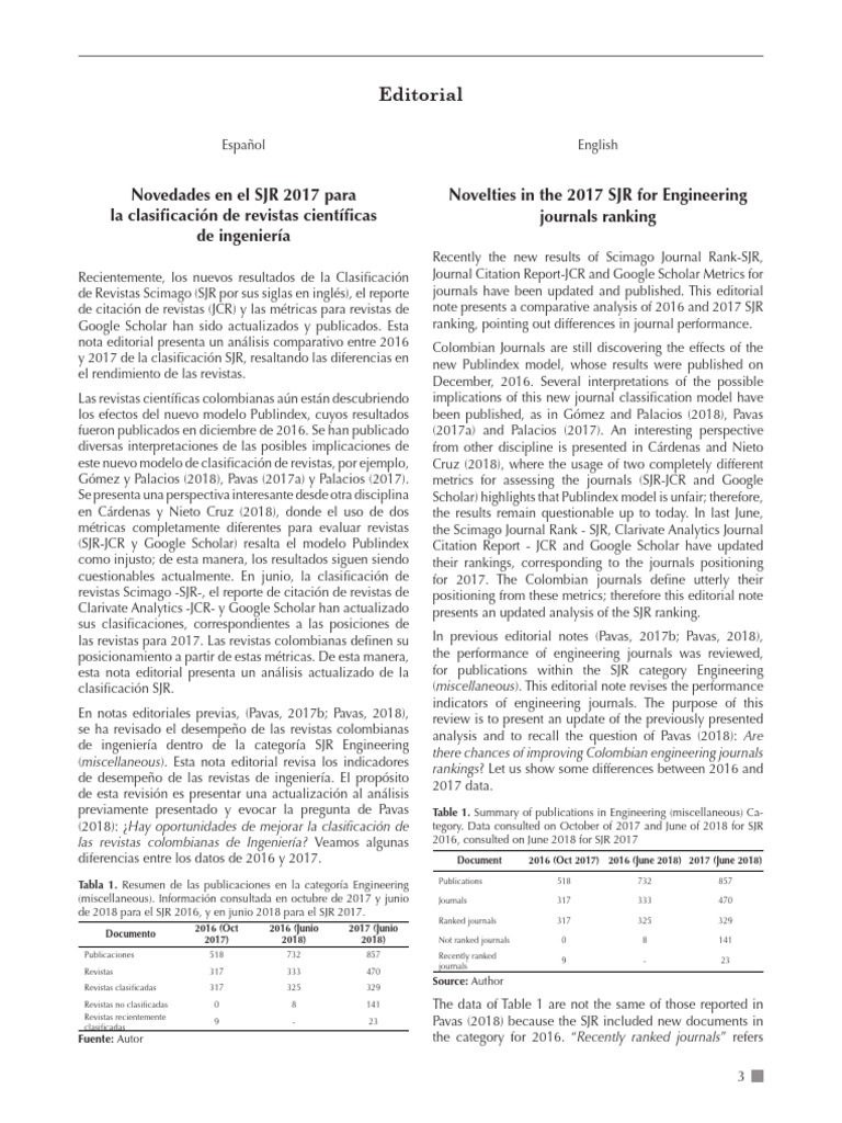 Novelties in The 2017 SJR For Engineering Journals | PDF | Science ...