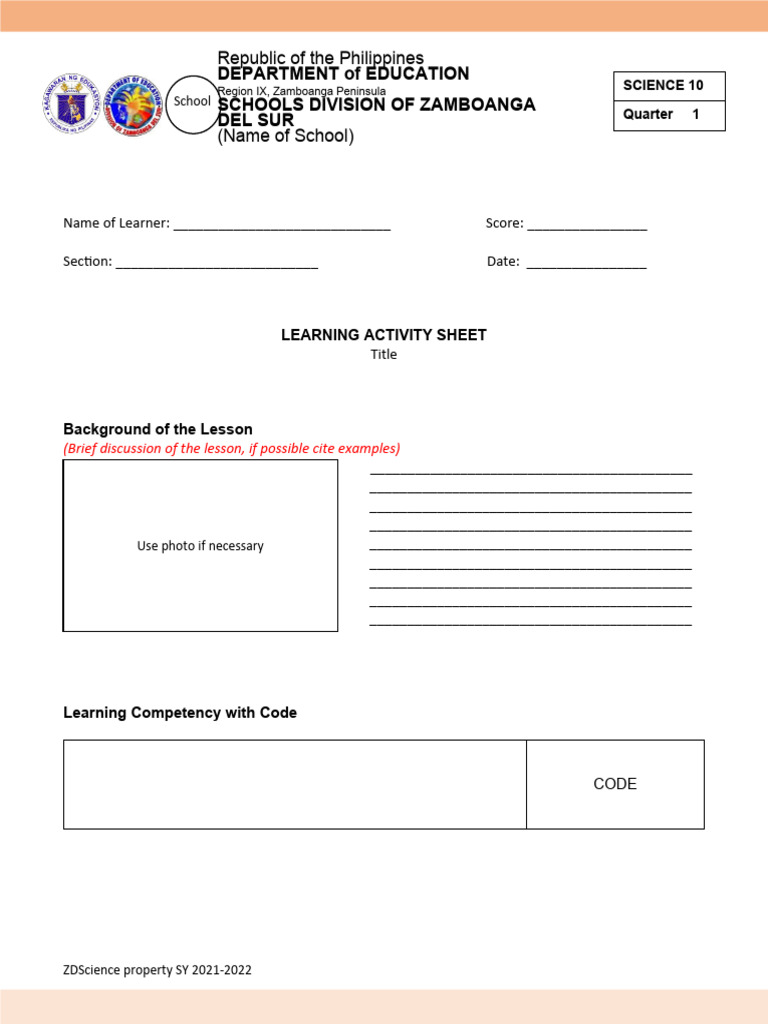 Science 10 Learning Activity Sheet | PDF | Learning | Behavior Modification