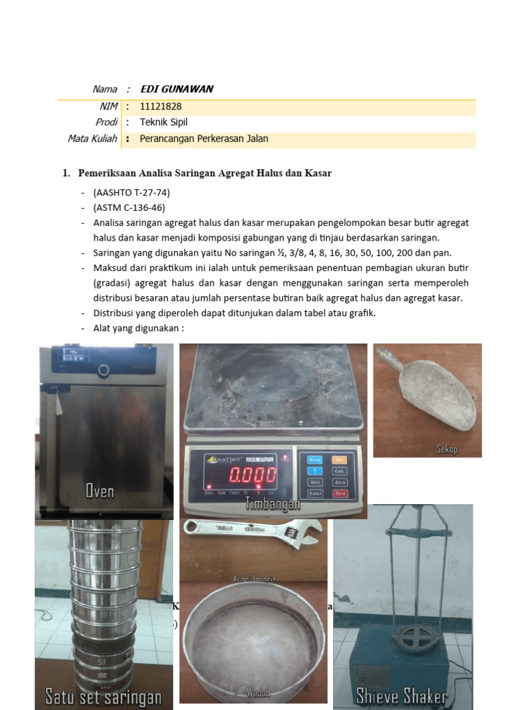 Resume Pengujian Bahan Agregat - SI - 11121828 - Edi Gunawan | PDF