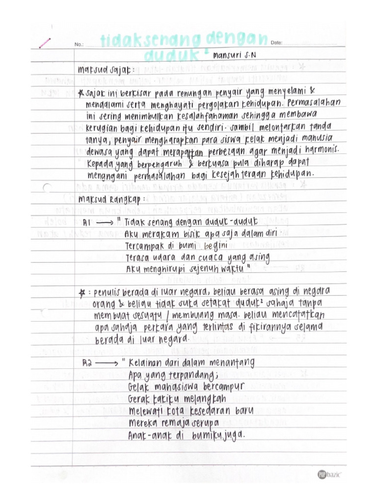 Gce Olevel Pure Malay Literature Notes | PDF