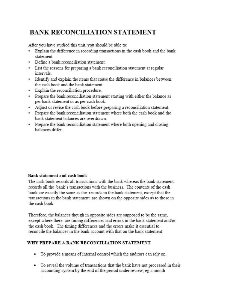 Bank Reconciliation Statement-1 | PDF | Cheque | Banks