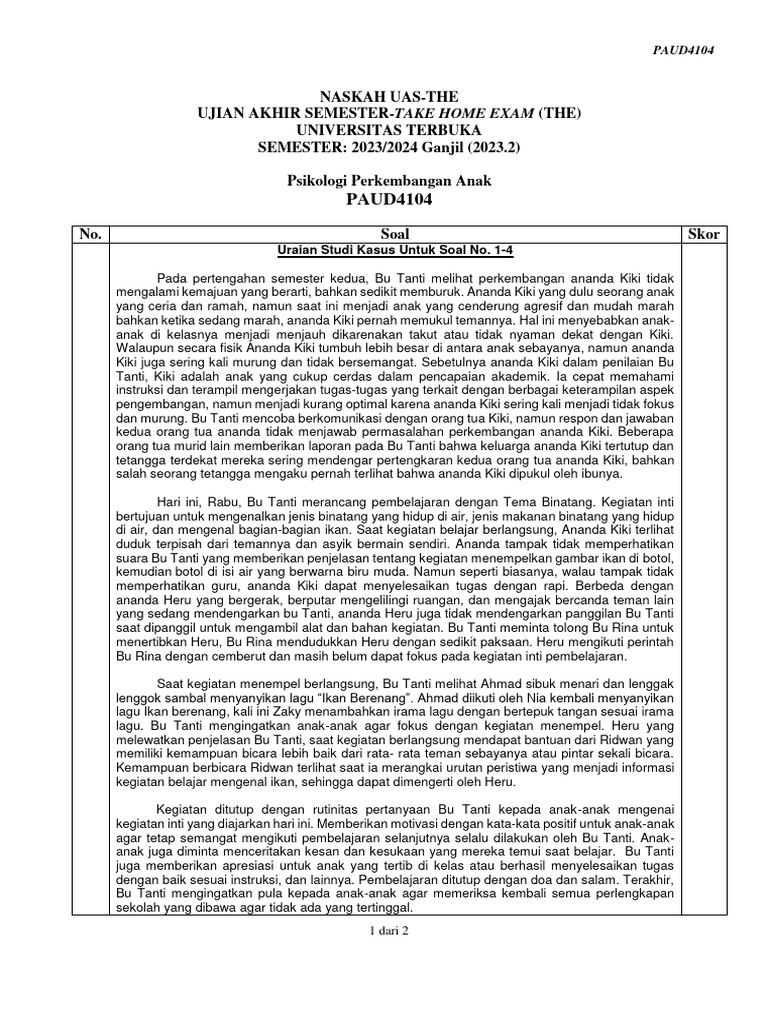 Naskah PAUD4104 The 1 | PDF | Karier & Perkembangan | Kesehatan Holistik