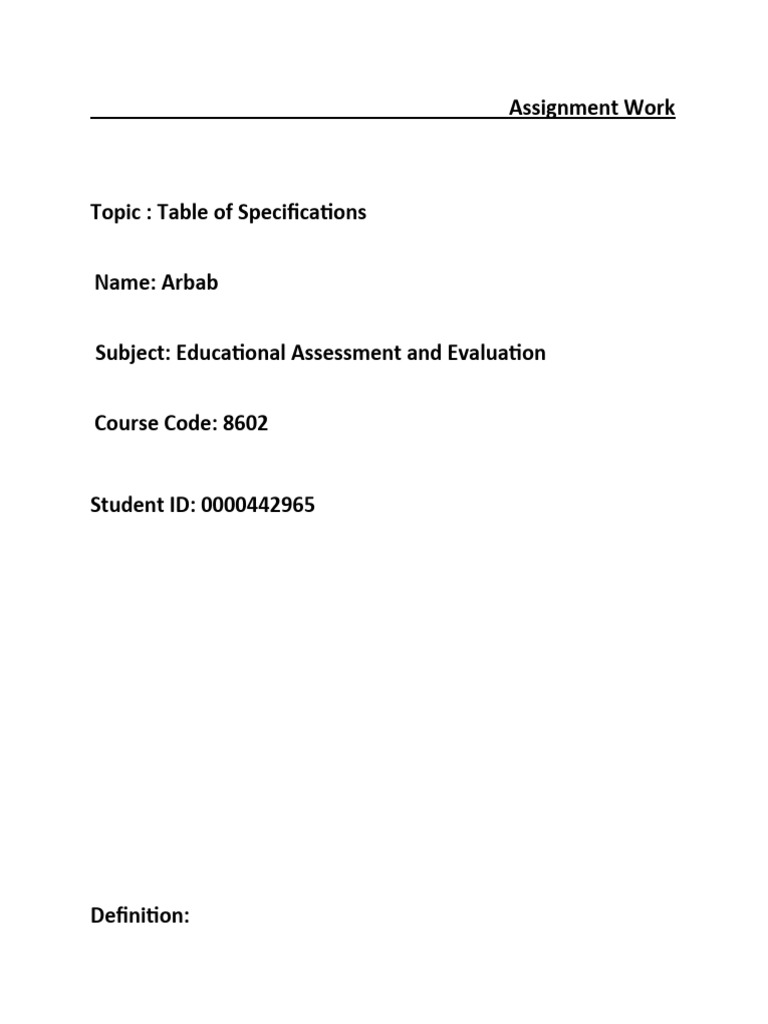 Understanding Tables of Specifications | PDF | Educational Assessment ...