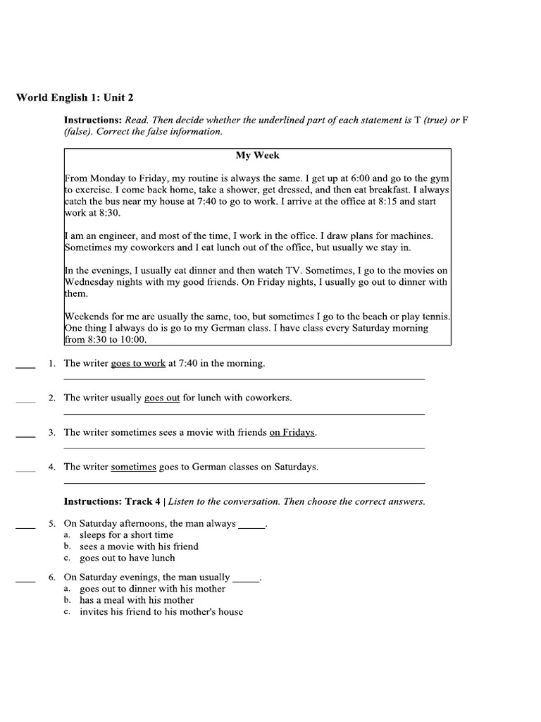 Level 1 - Unit 2 ST | PDF