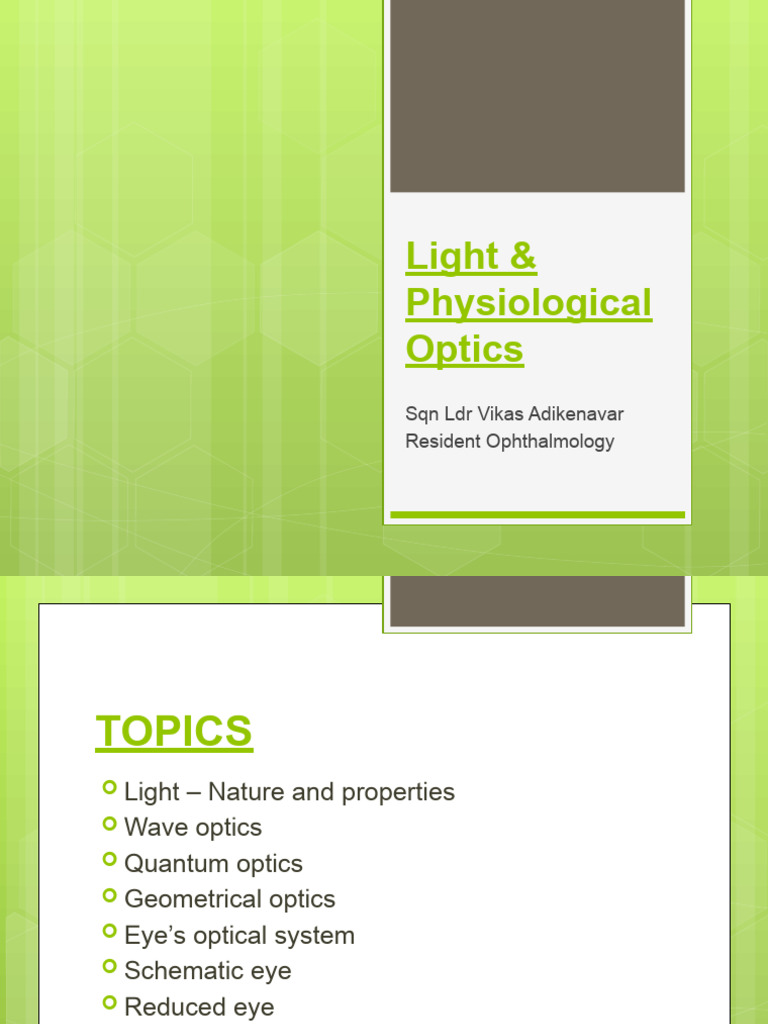 Light & Physiological Optics | PDF | Optics | Applied And ...