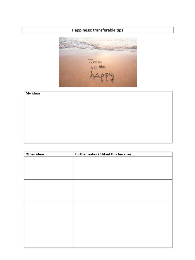 Happiness Worksheet | PDF