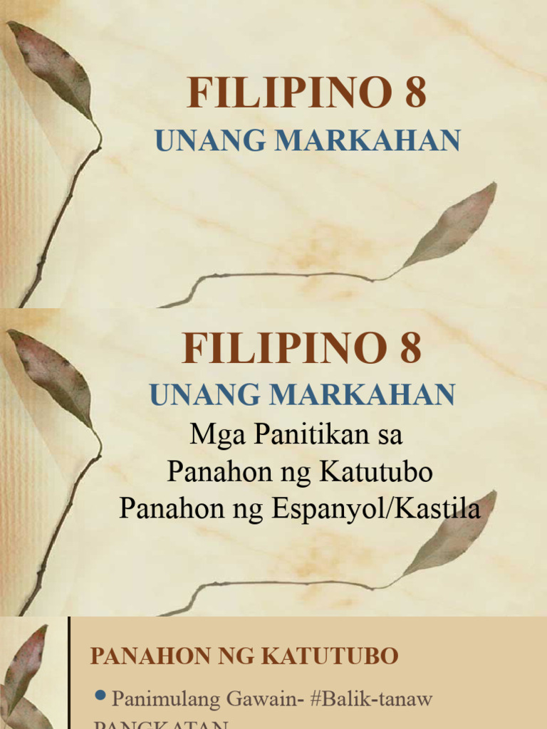 FILIPINO 8 Panahon NG Katutubo | PDF