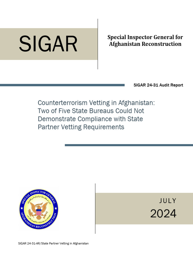 SIGAR 24-31 Audit Report | PDF | Office Of Foreign Assets Control | Risk