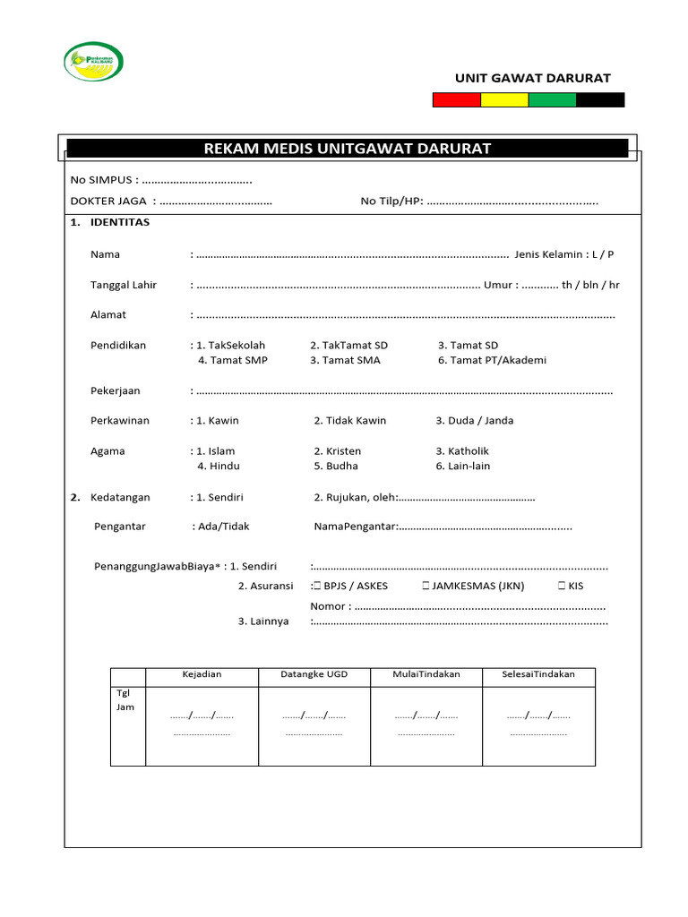 Lembar Identitas Pasien | PDF