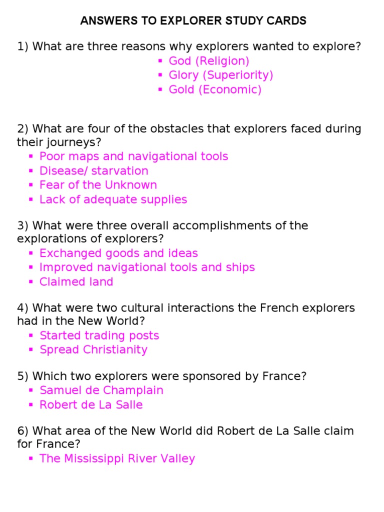 Explorer Study Guide | PDF | Exploration | West Africa