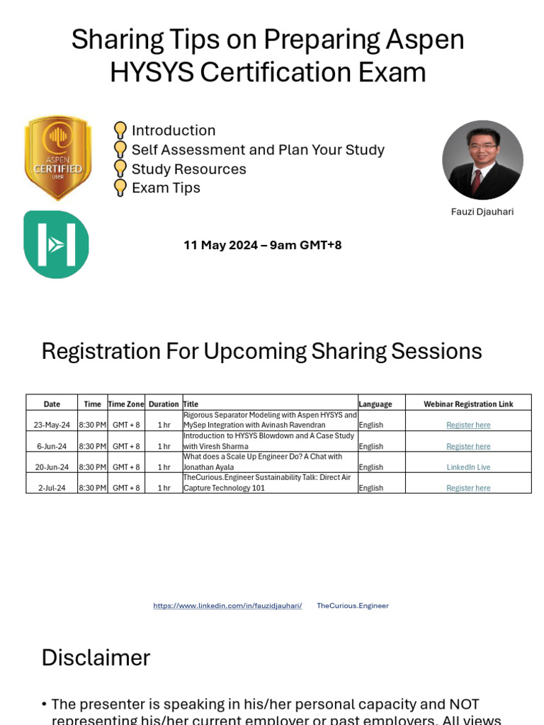 HYSYS User Certification Exam Preparation Sharing | PDF | Spreadsheet | Educational Technology