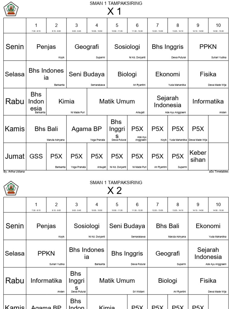 Jadwal Kelas GSS | PDF