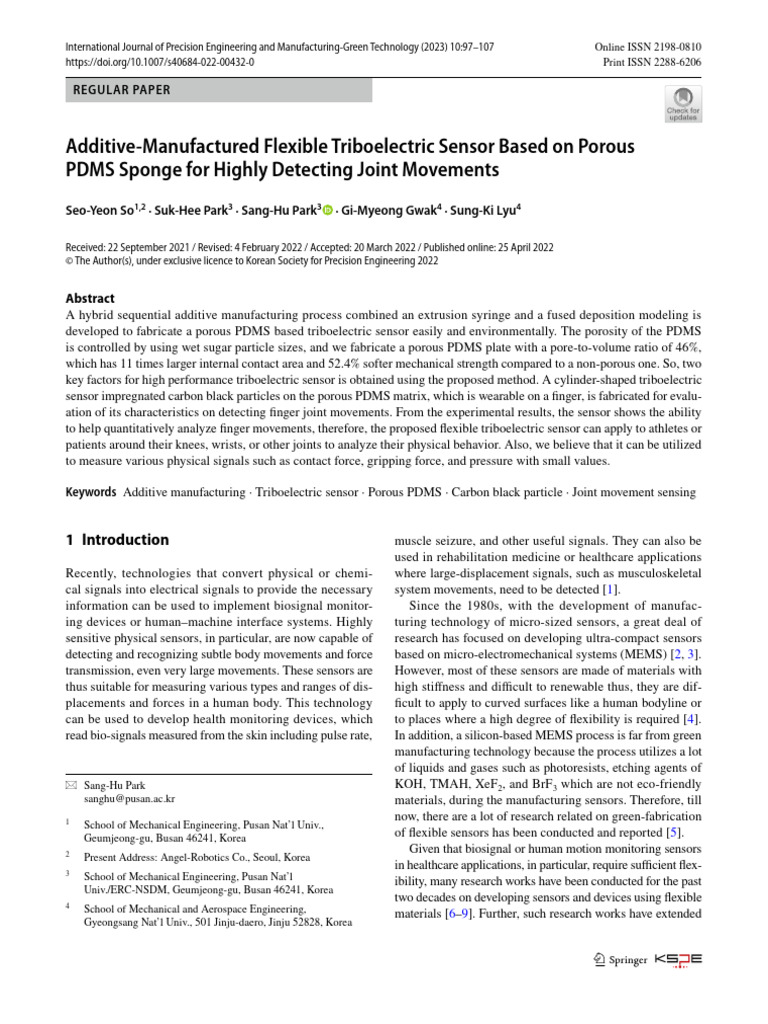 Additive-Manufactured Flexible Triboelectric Sensor Based On Porous ...