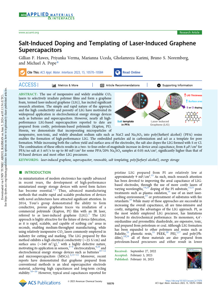 Salt-Induced Doping and Templating of Laser-Induced Graphene ...