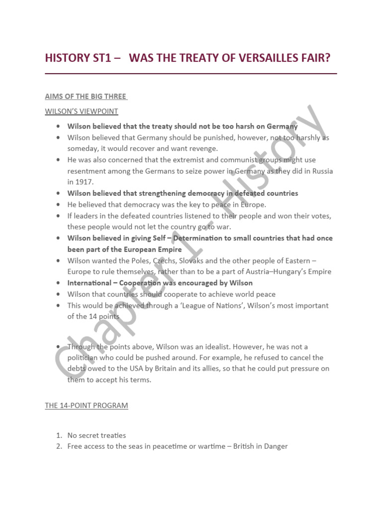 Treaty of Versailles: Fairness Debate | PDF | Treaty Of Versailles ...