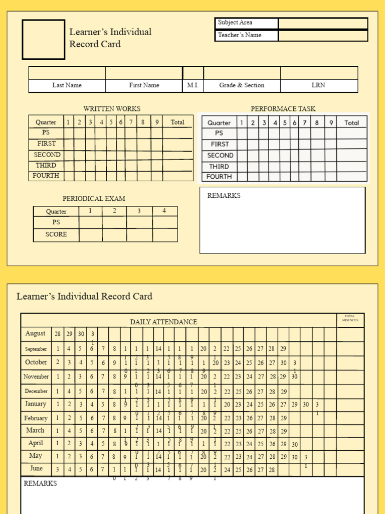 Learner's Individual Record Card | PDF | Learning