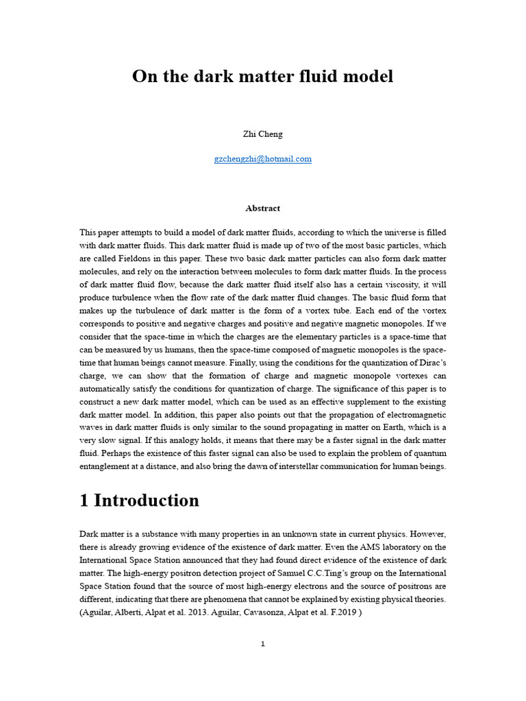 Cheng - on the dark fluid model | PDF | Fundamental Interaction | Matter