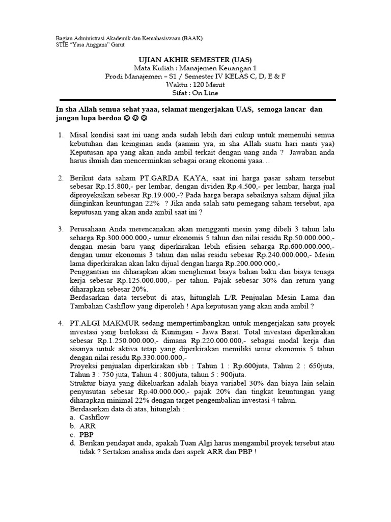 UAS MK1 REG A - Juli 2020 Bu Urip | PDF