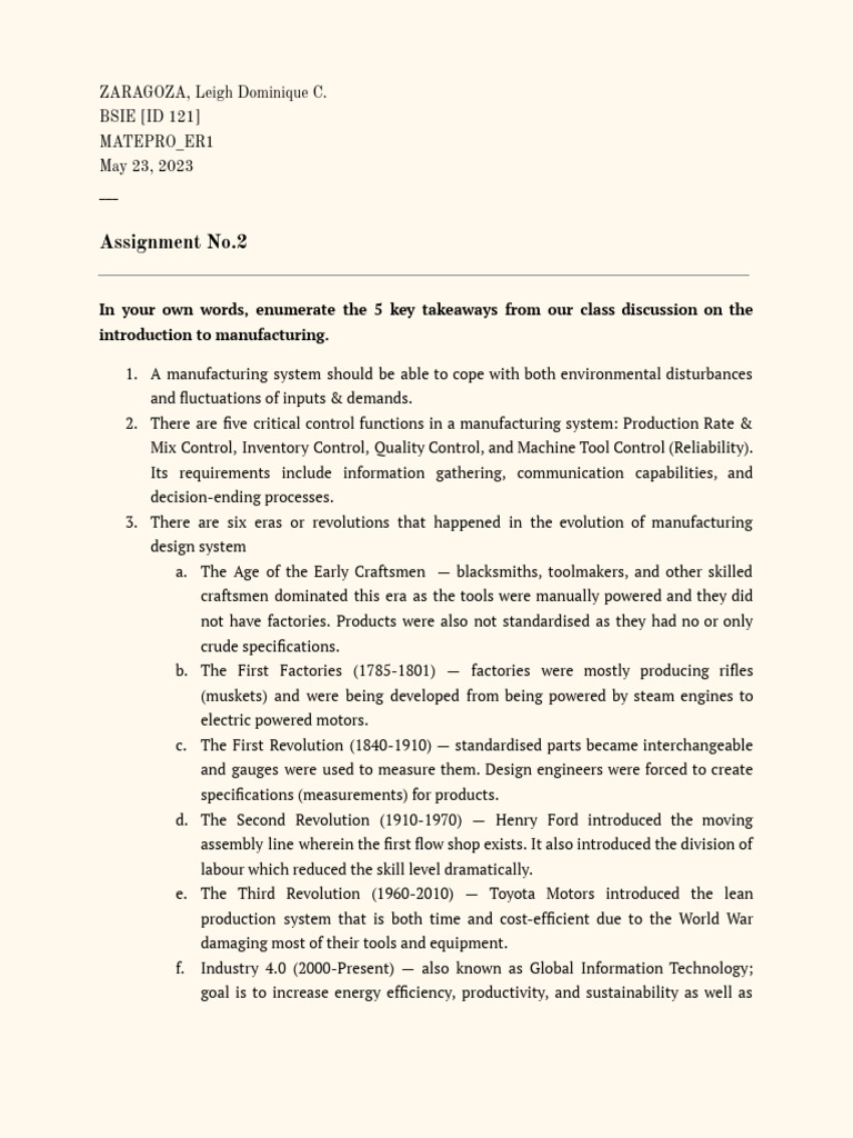 Assignment 2 | PDF | Lean Manufacturing | Business